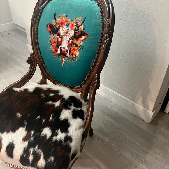 Accents | Cow Print Accent Chair With Floral Cow Design | Poshmark